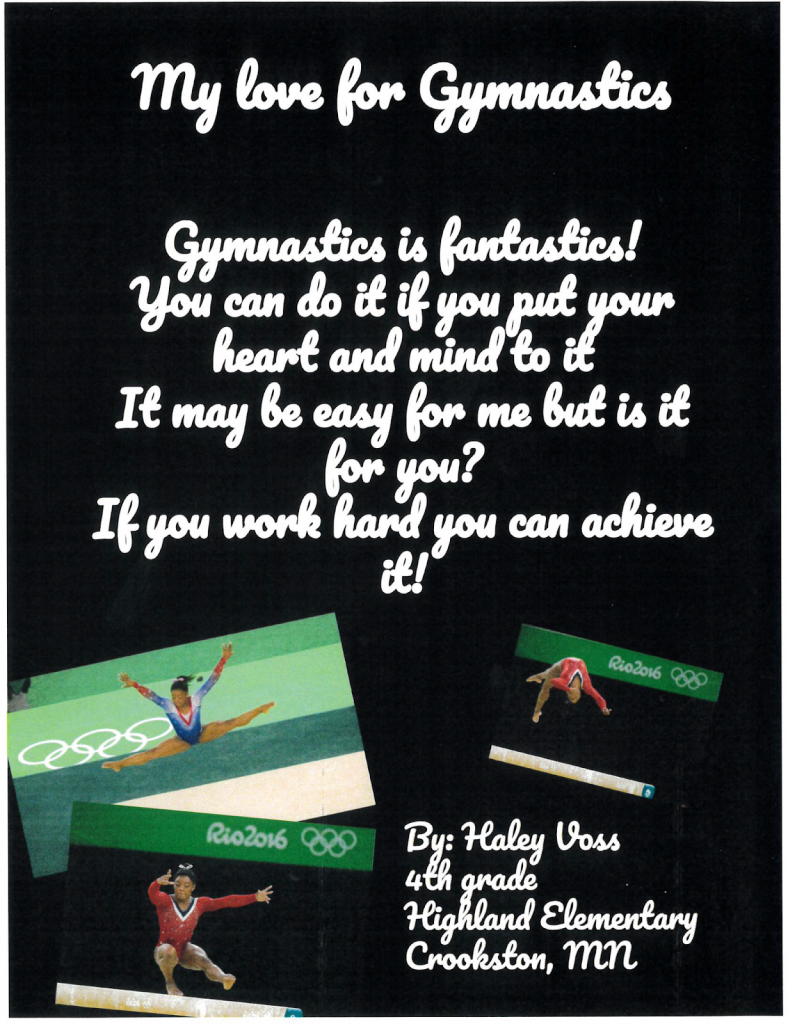 My Love For Gymnastics By Haley Voss Lake Agassiz Regional Library Presents Feelin Thielen
